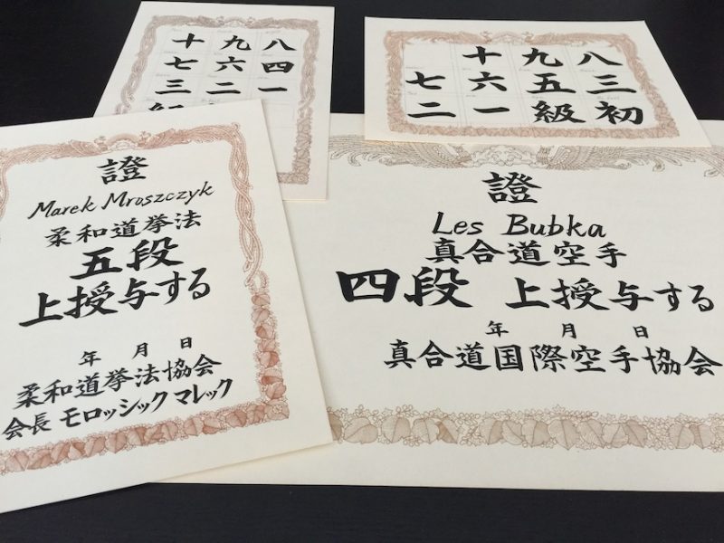Certificates for karate dojo - Koshu Japanese Art